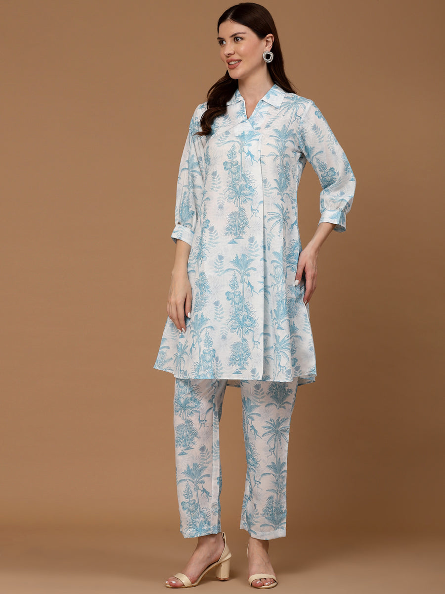 Digital Print Blue Co-ord Set for Women – ARHAA